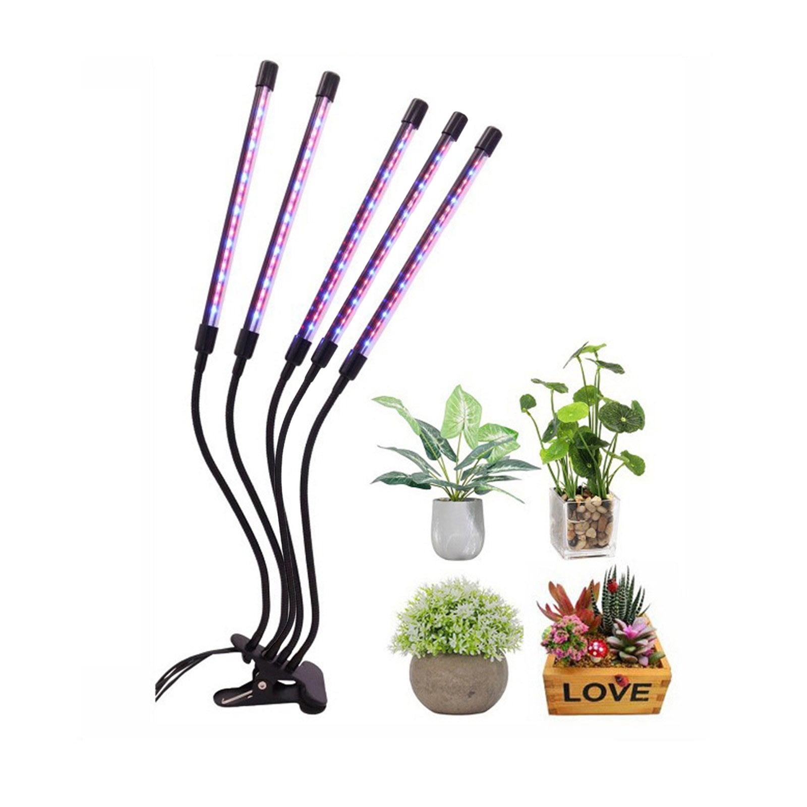 KUOZHUOW LED Grow Light 6000K Full Clip Plant Growing Lamp With White ...