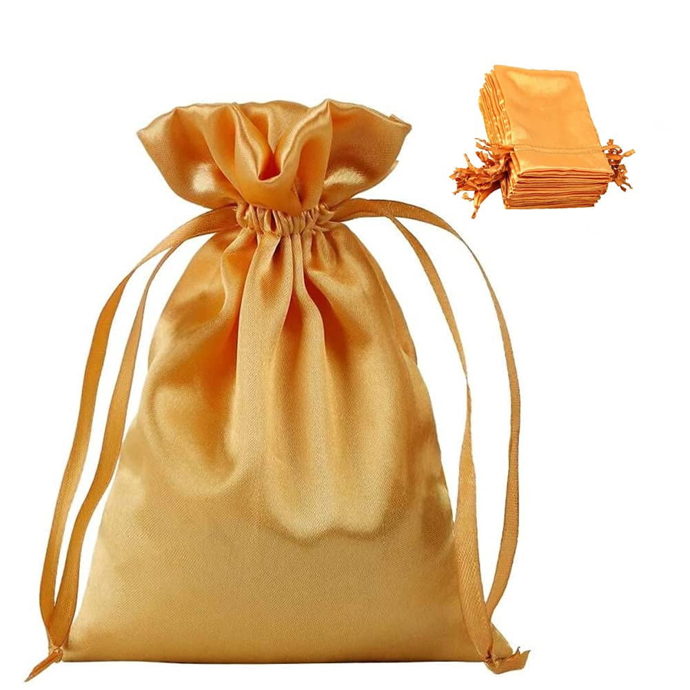 KUPOO 50 Pack 4x6 Inch Golden Stain Gift Bags - Jewelry Pouches, Silk ...