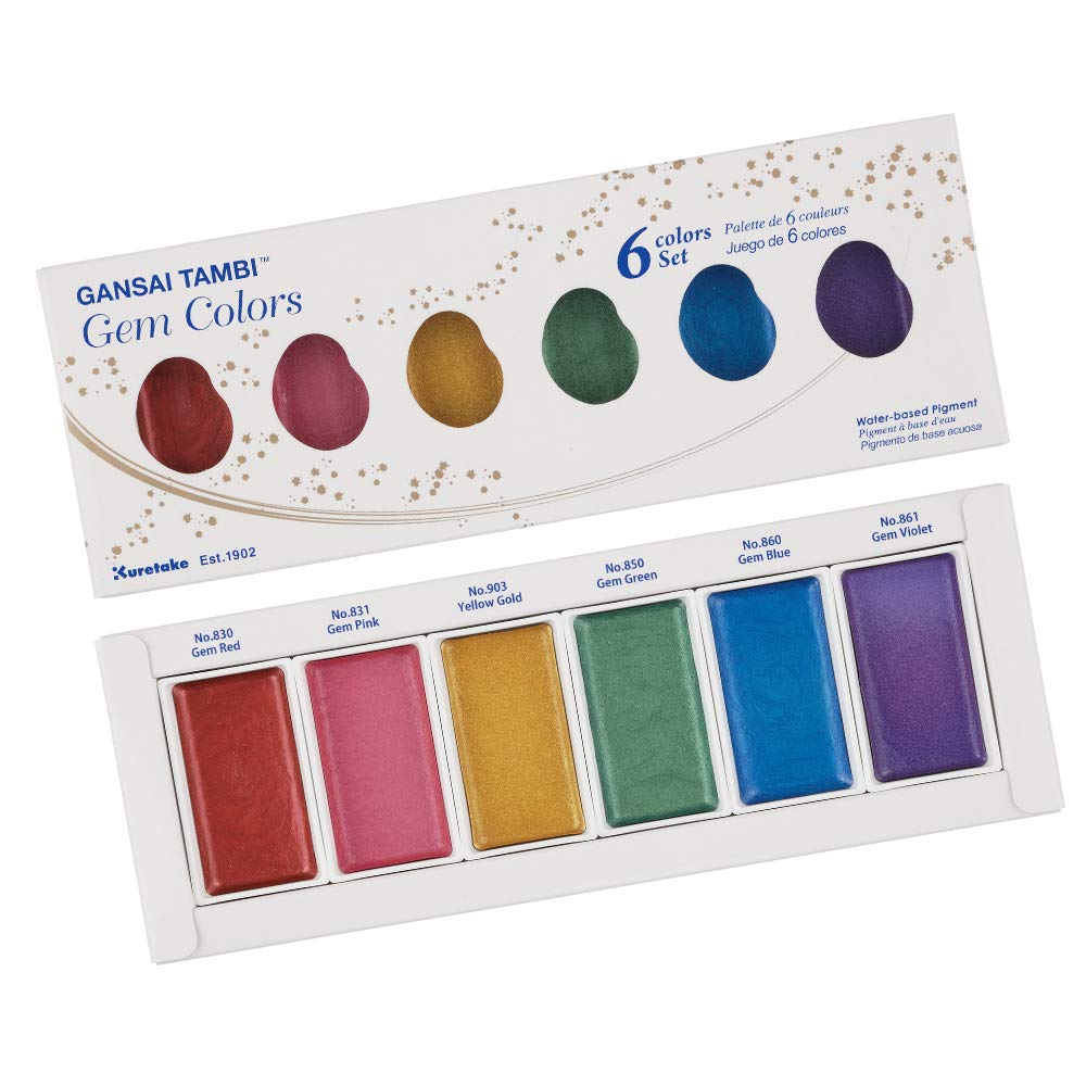 KURETAKE GANSAI TAMBI GEM COLORS 6 COLORS SET IDEAL FOR USE IN ...