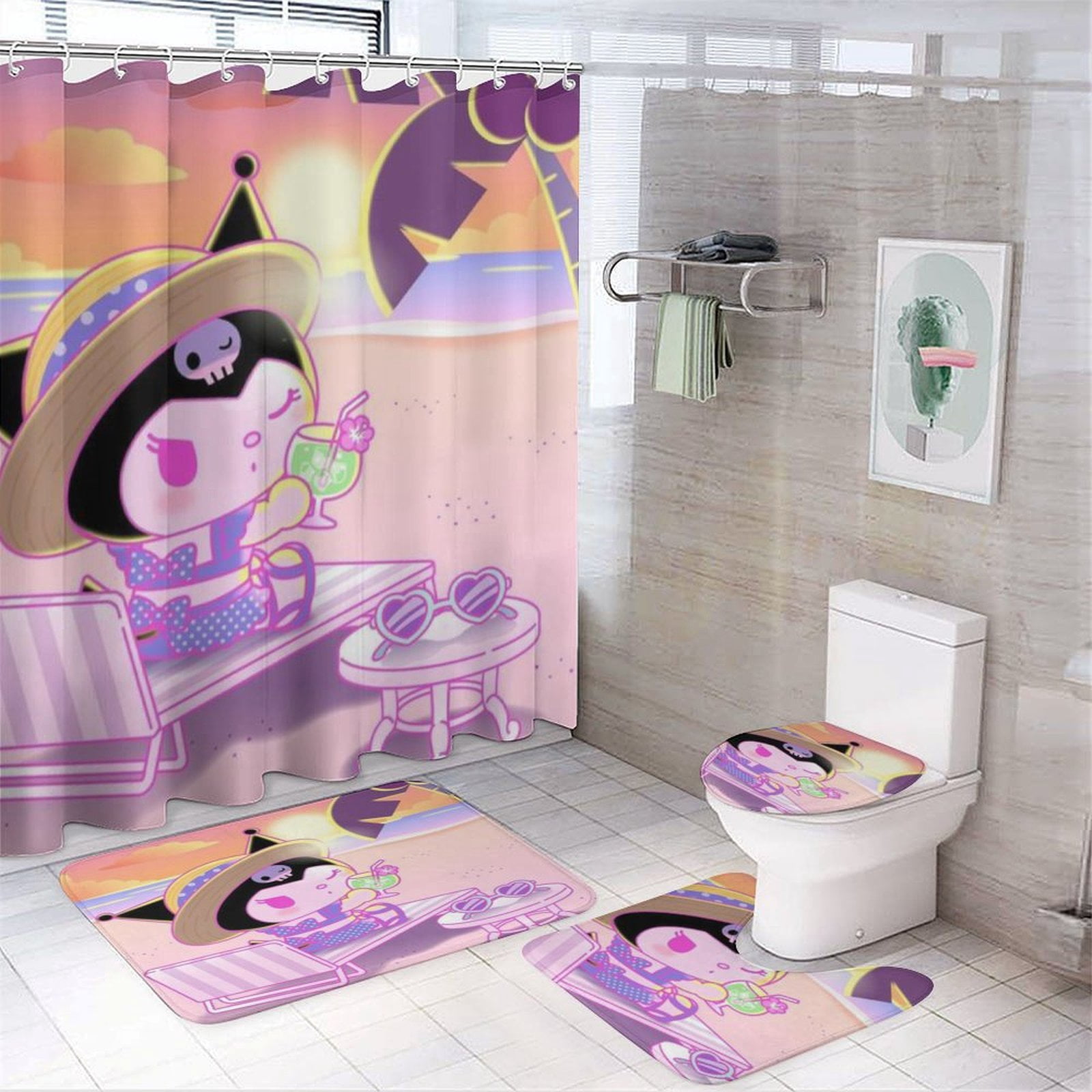 KURO-MI Shower Curtain Sets Cartoon Anime for Boys Grils Gift KURO-MI ...