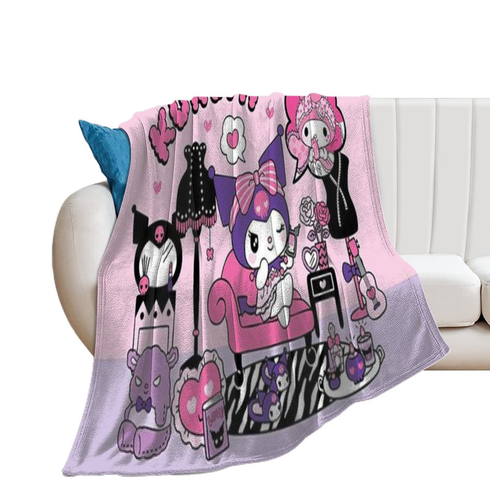 KUROMI Throw Blanket Cute Flannel Anime for Girls Boys Men Women ...