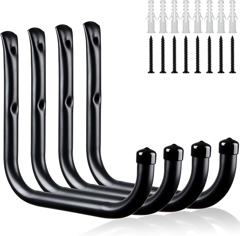 KURUI Metal Wall Hooks for Hanging Heavy Duty, 6Pcs Garage Organization ...