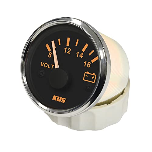 KUS Waterproof Voltmeter Voltage Gauge 12V/8-16V 52MM(2") with ...