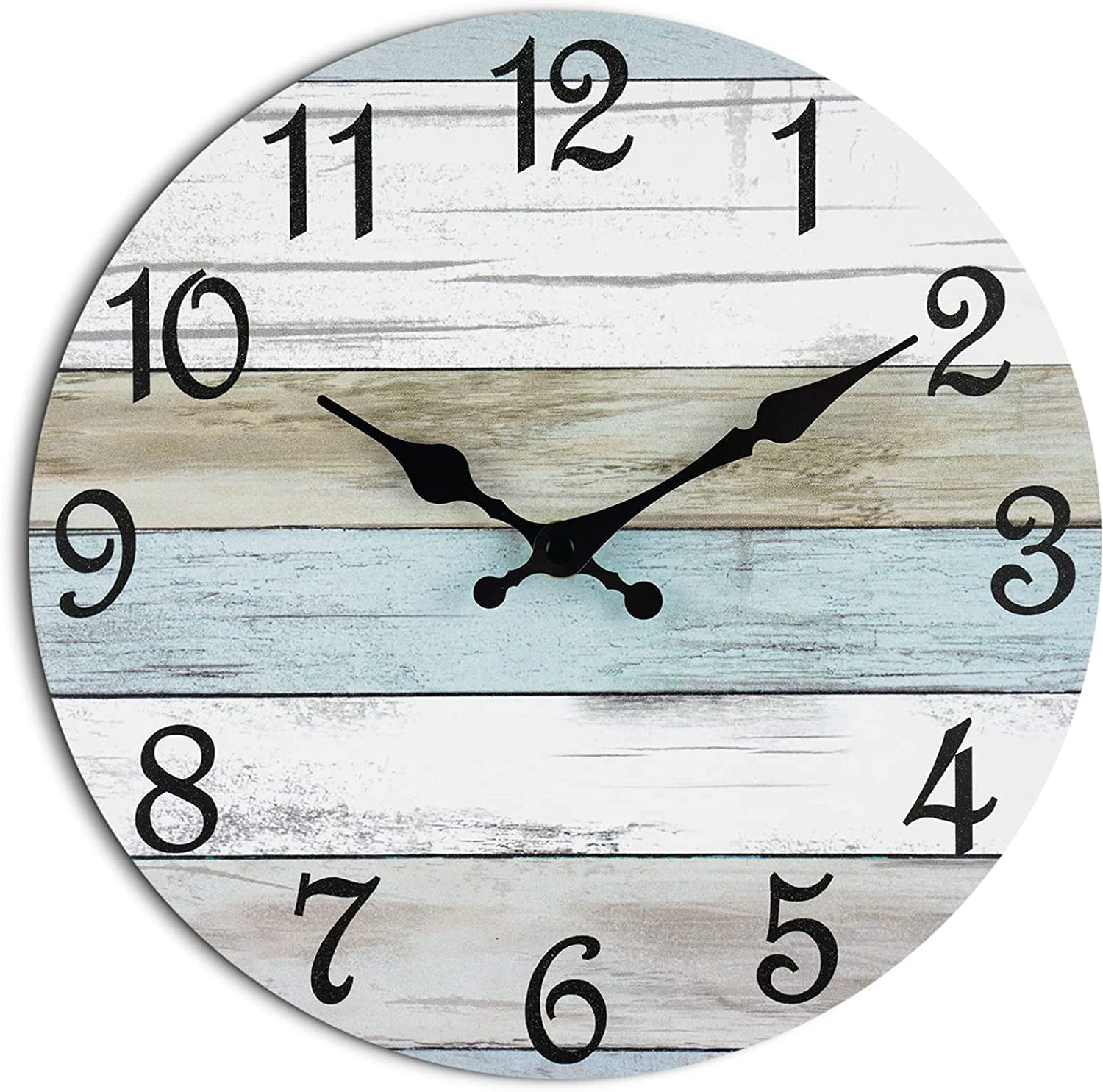 KUTGY Wall Clock,10 inch Silent Non Ticking Coastal Wall Decor, Clocks ...