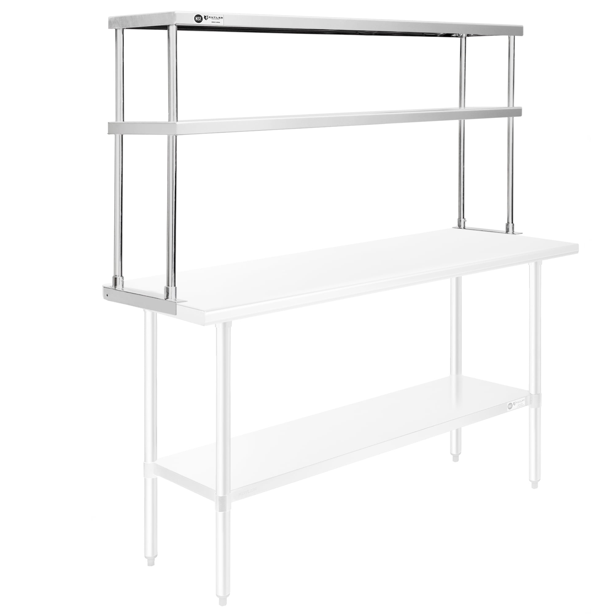 KUTLER Stainless Steel 2-Tier Overshelf 60" x 12", NSF Commercial ...