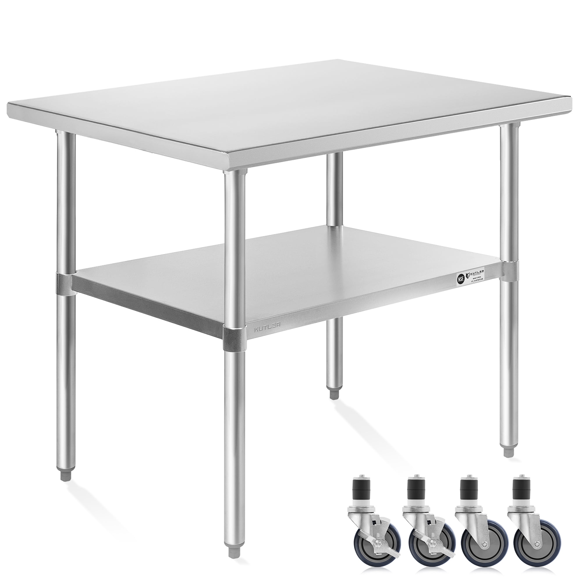 KUTLER Stainless Steel Table with Wheels for Prep and Work 24 x 36 ...
