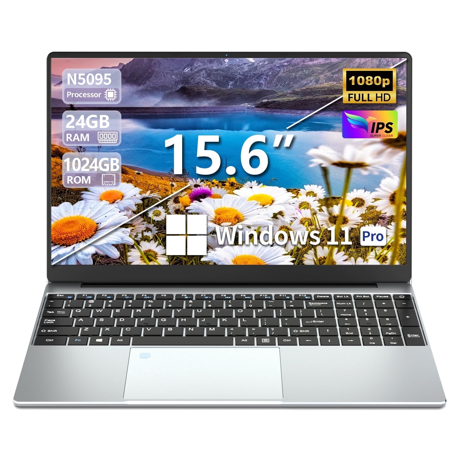 KUU 15.6in 1080p FHD Laptop, 24GB RAM, 1TB SSD, Intel Celeron N5095 ...