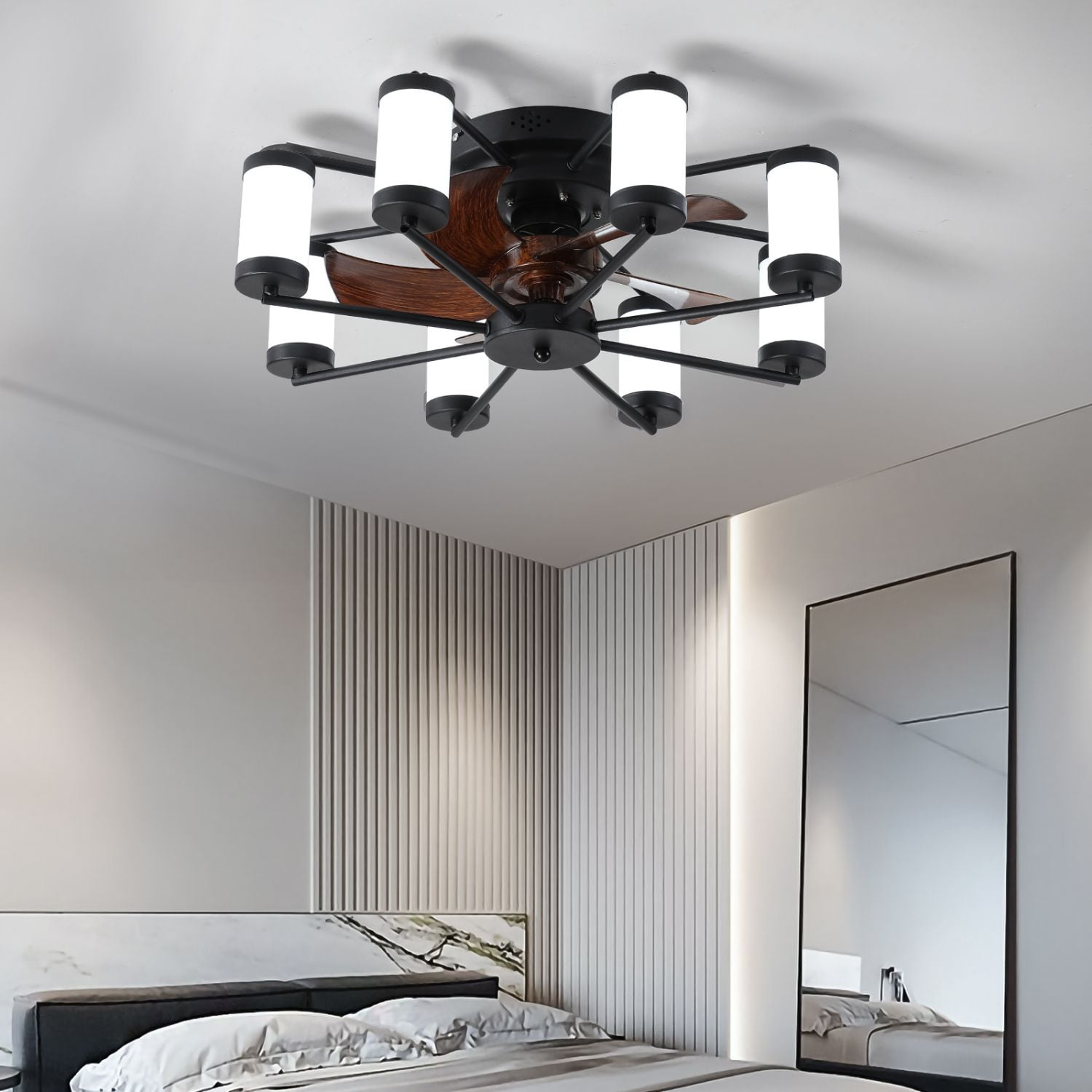 KUUFER 22" Ceiling Fan with Light, Dimmable LED Light, 5 Blades Fan ...