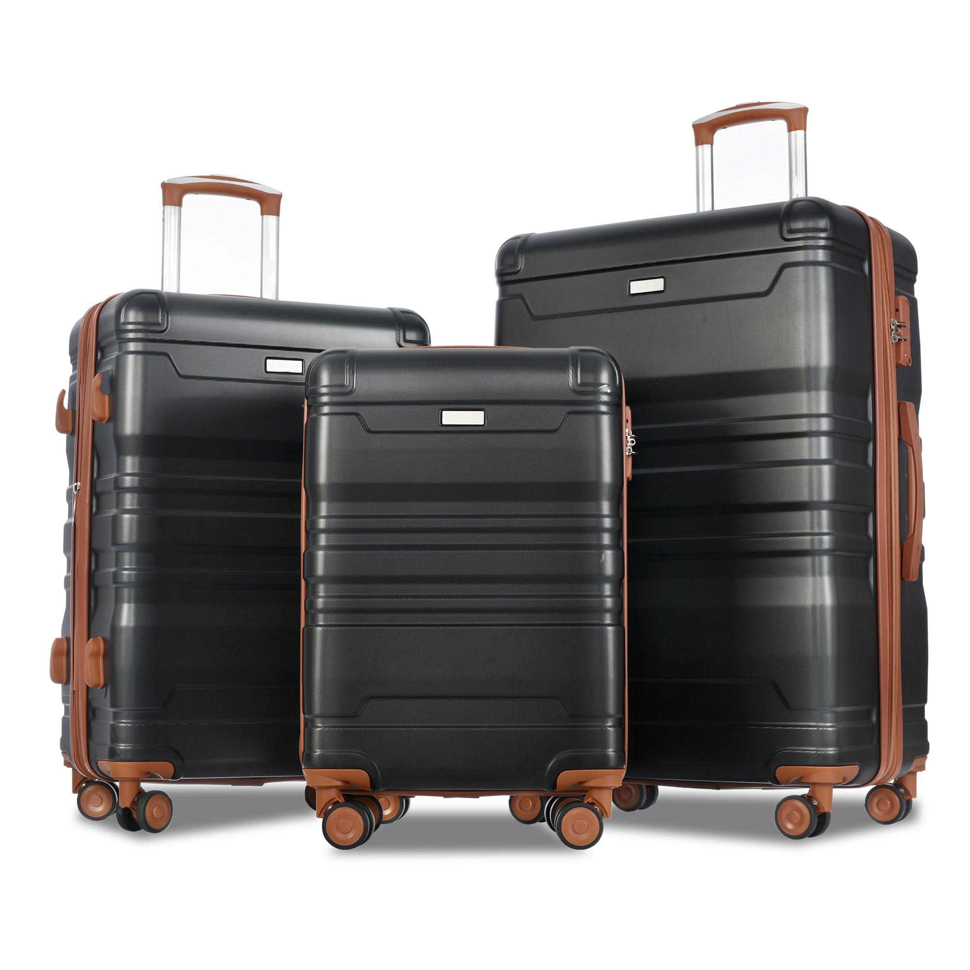 KUUFER 3 Piece Set Suitcase Spinner Hardshell Lightweight TSA Lock ...