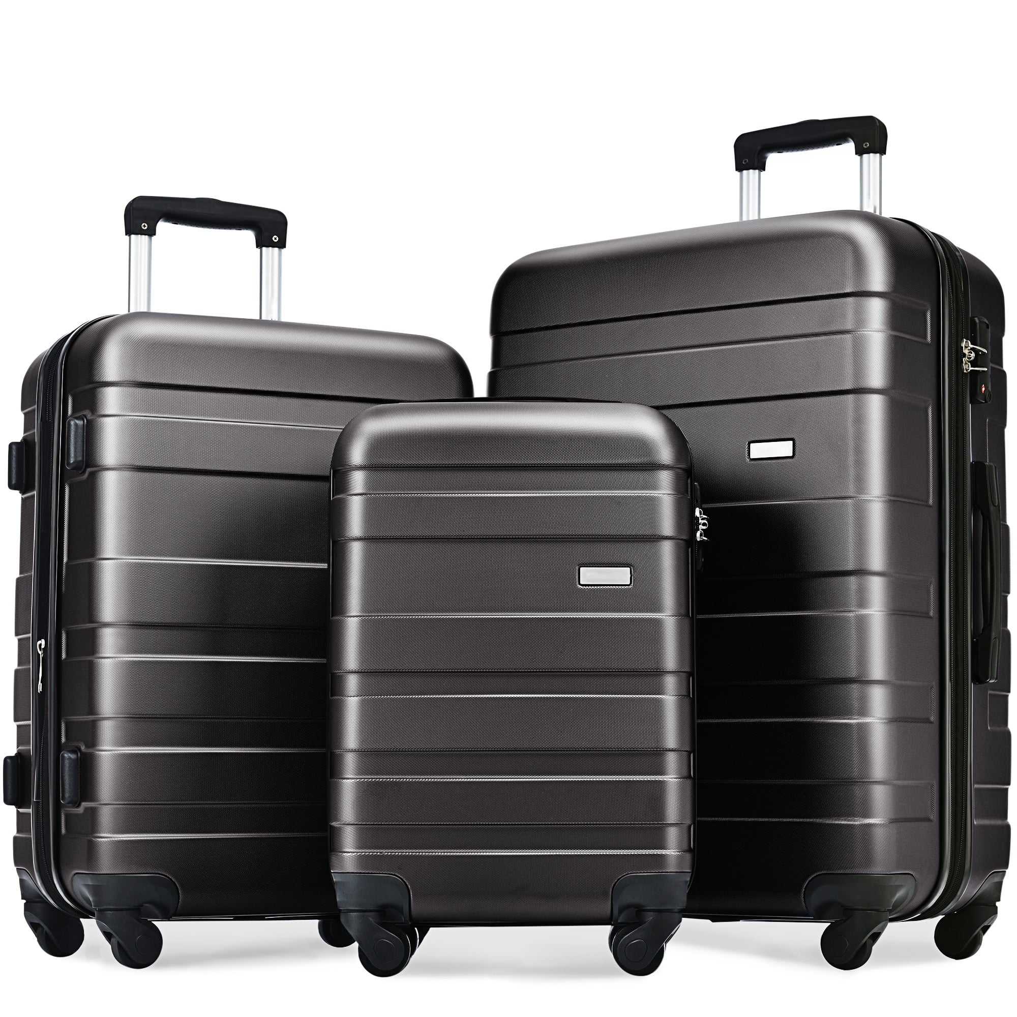 KUUFER 3 Piece Set Suitcase Spinner Hardshell Lightweight TSA Lock ...
