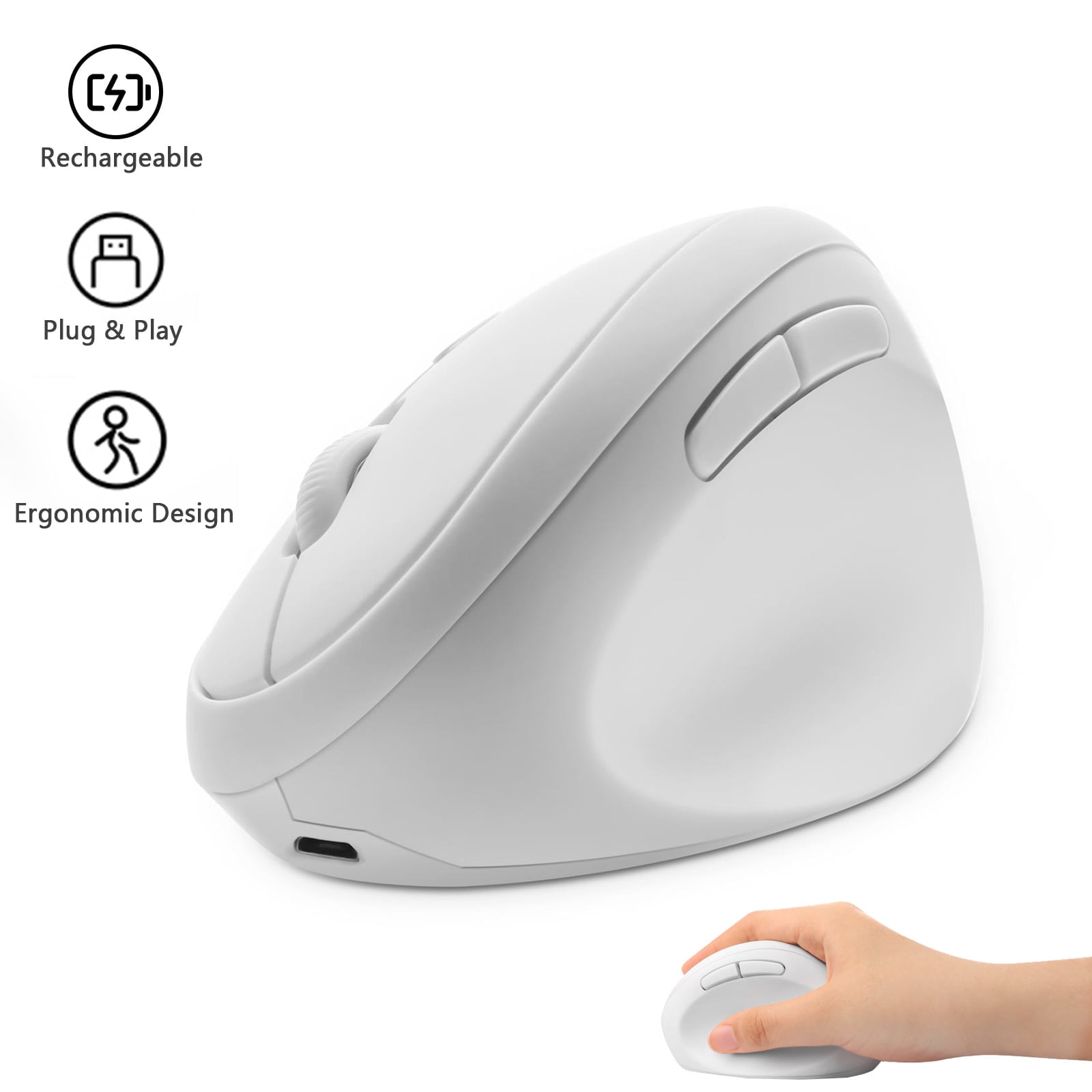 KUYHRF USB Wireless Vertical Mouse M Size for Small Hands, Ergonomic ...