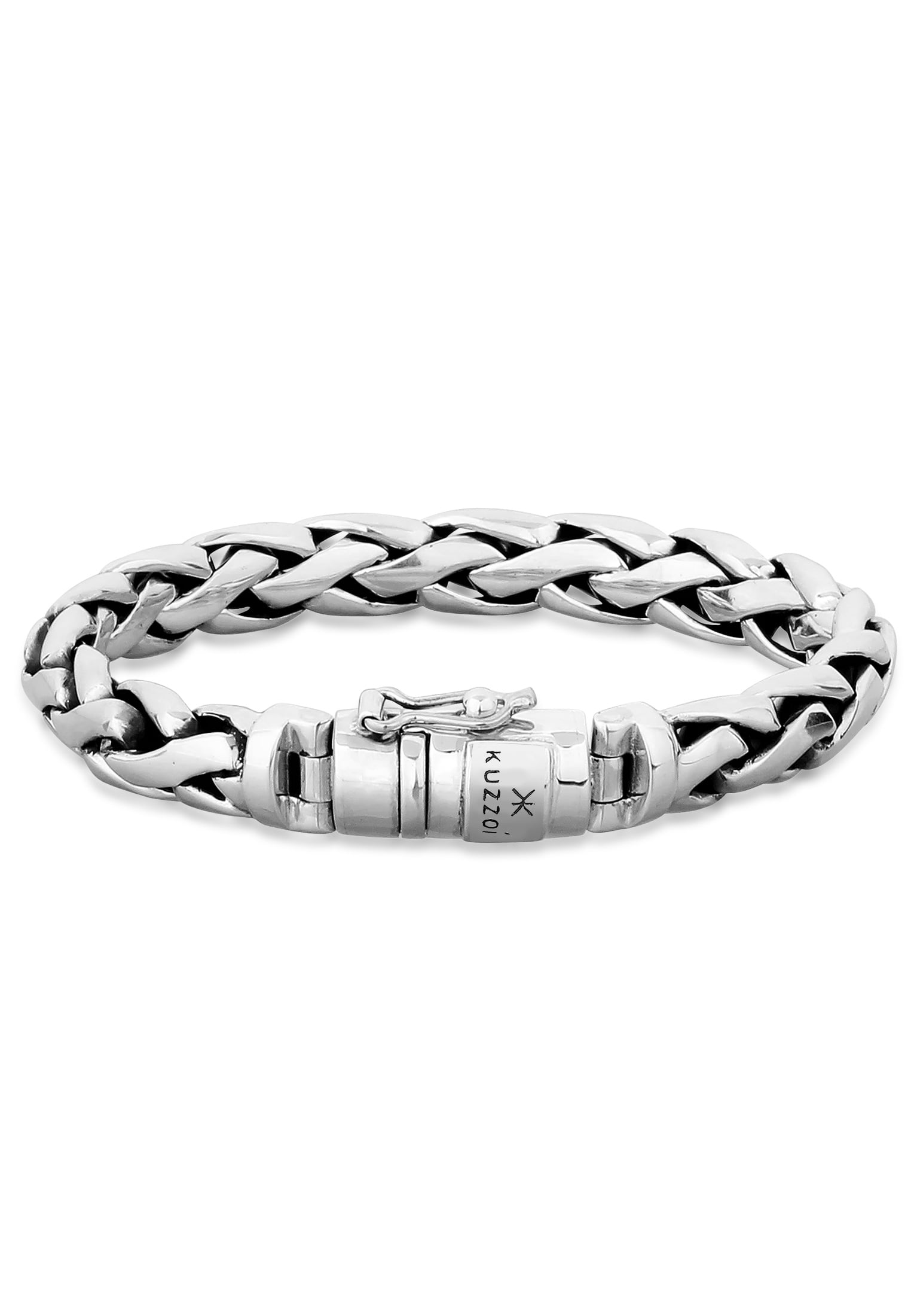 KUZZOI Men's 925 Sterling Silver Braided Bracelet with Safety Clasp ...