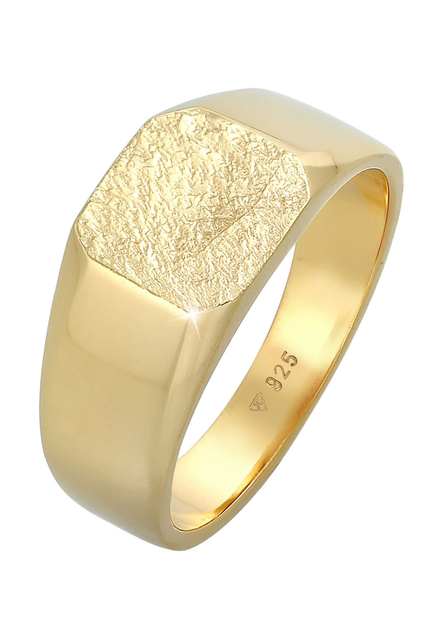 KUZZOI Men's Classic Engravable Signet Ring Silver 18K Gold Plated Size ...