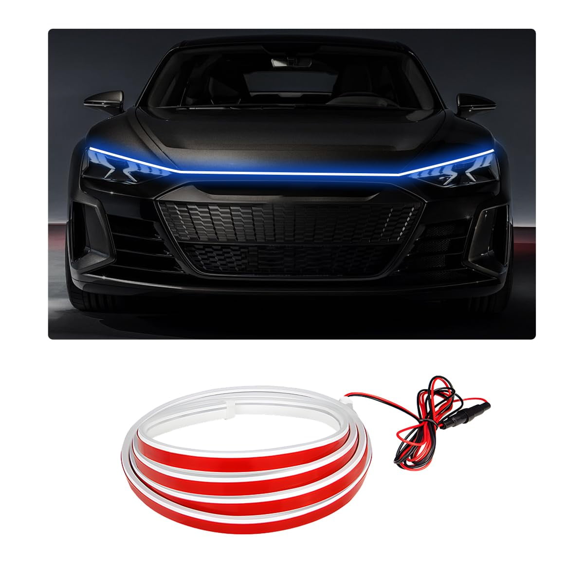 KVAEY Car Hood Light RRF12 Strip, 59 Inch Dynamic Engine LED Daytime ...