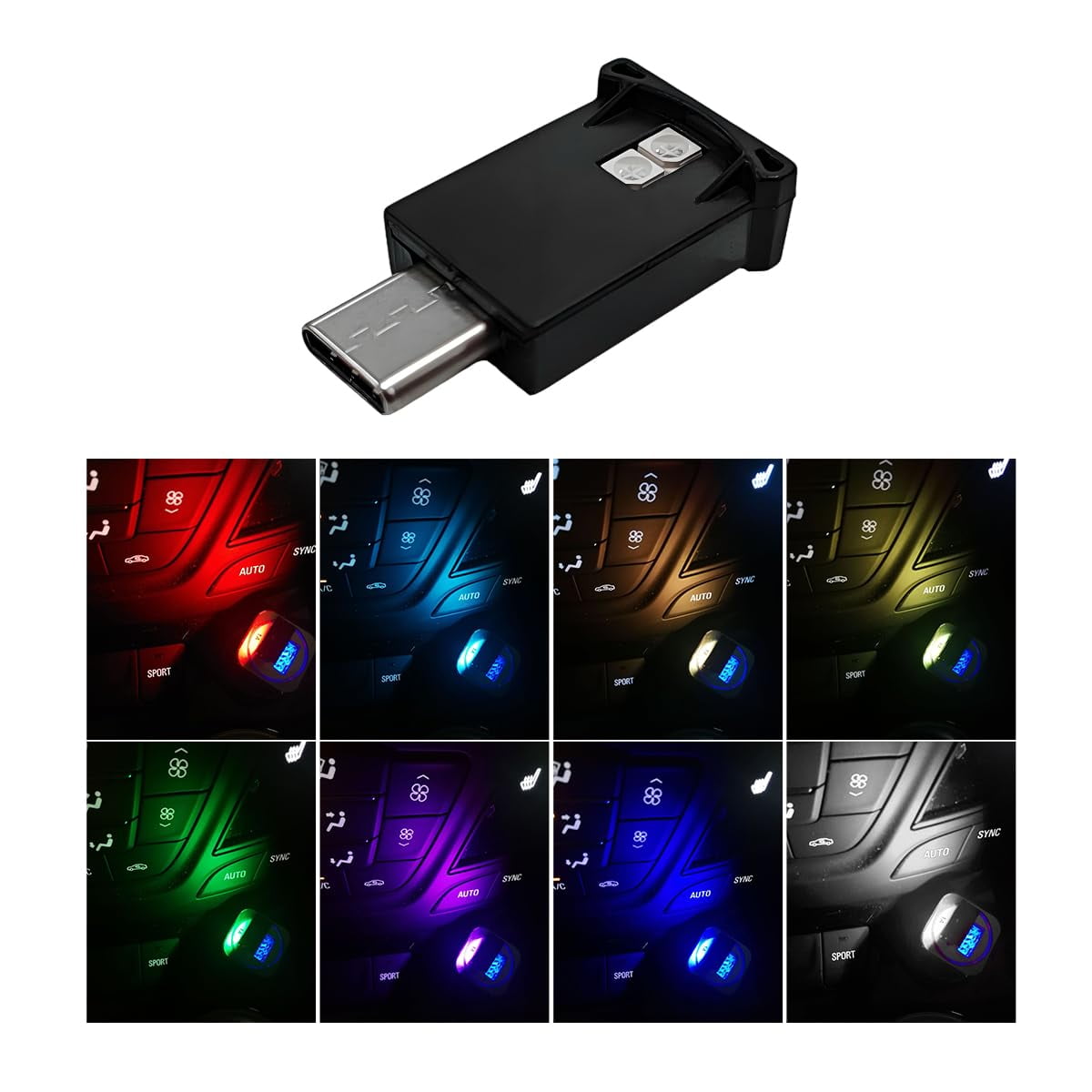 KVAEY USB Type C LED Ambient Light, H2FSD8 Colors RGB Dynamic Gradient ...