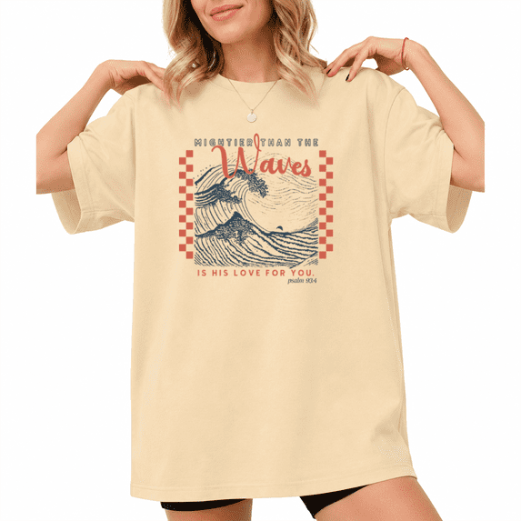 KVHYVH Women's Japanese Wave Checker Border Psalm 93:4 Faith Quote ...