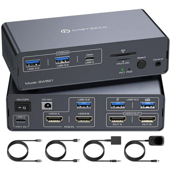 KVM Docking Station USB C KVM Switch 2 Monitors 2 Computers HDMI 4K60Hz ...