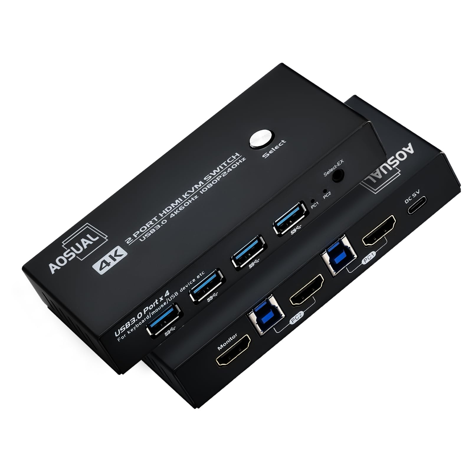 KVM Switch 2 Computers SSF20 Sharing 1 Monitors 4 USB 3.0 Ports, 4K ...