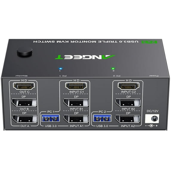 KVM Switch 3 Monitors 2 Computers 8K@60Hz 4K@144Hz, HDMI and ...