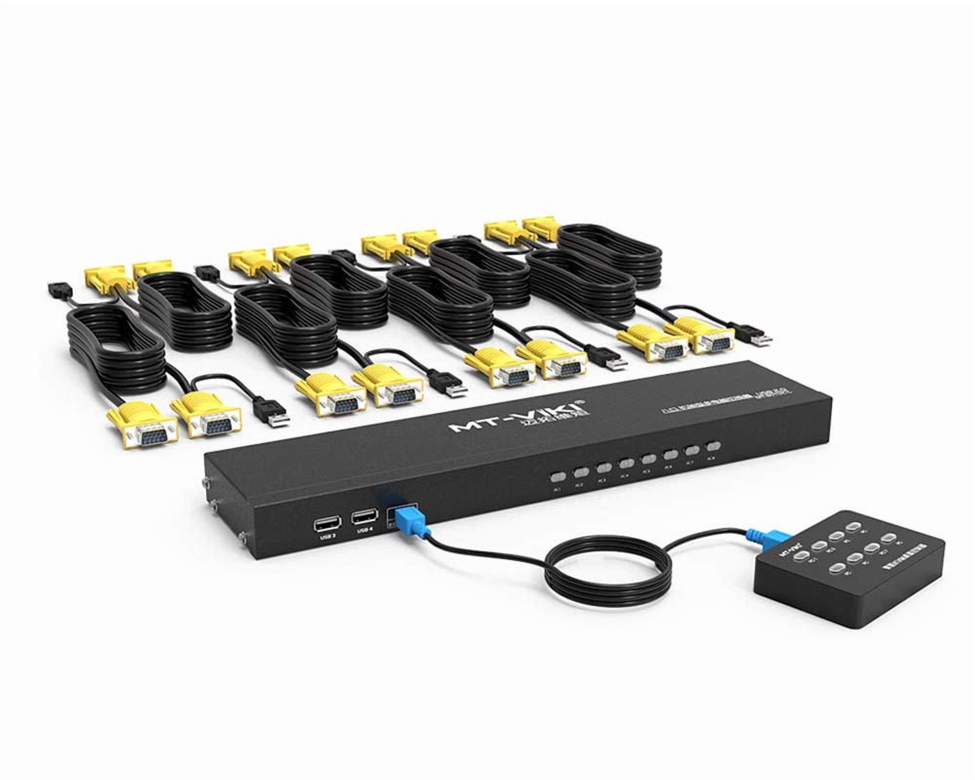 KVM Switch 8 Port, 8X1 Rackmount KVM Switch VGA, Included 8 2-in-1 KVM ...