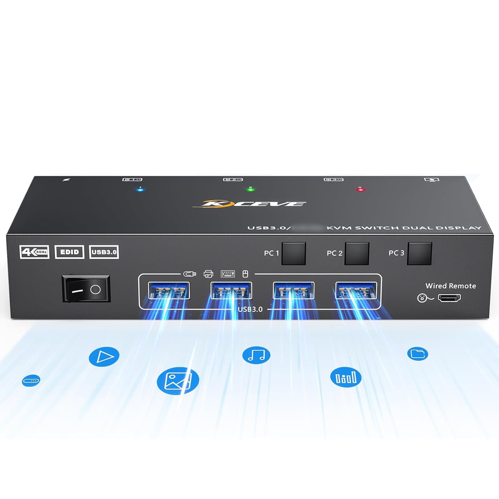 KVM Switch,Dual Kvm Switch 4 Usb Switch Pcs 2 Monitors Includes Wired ...