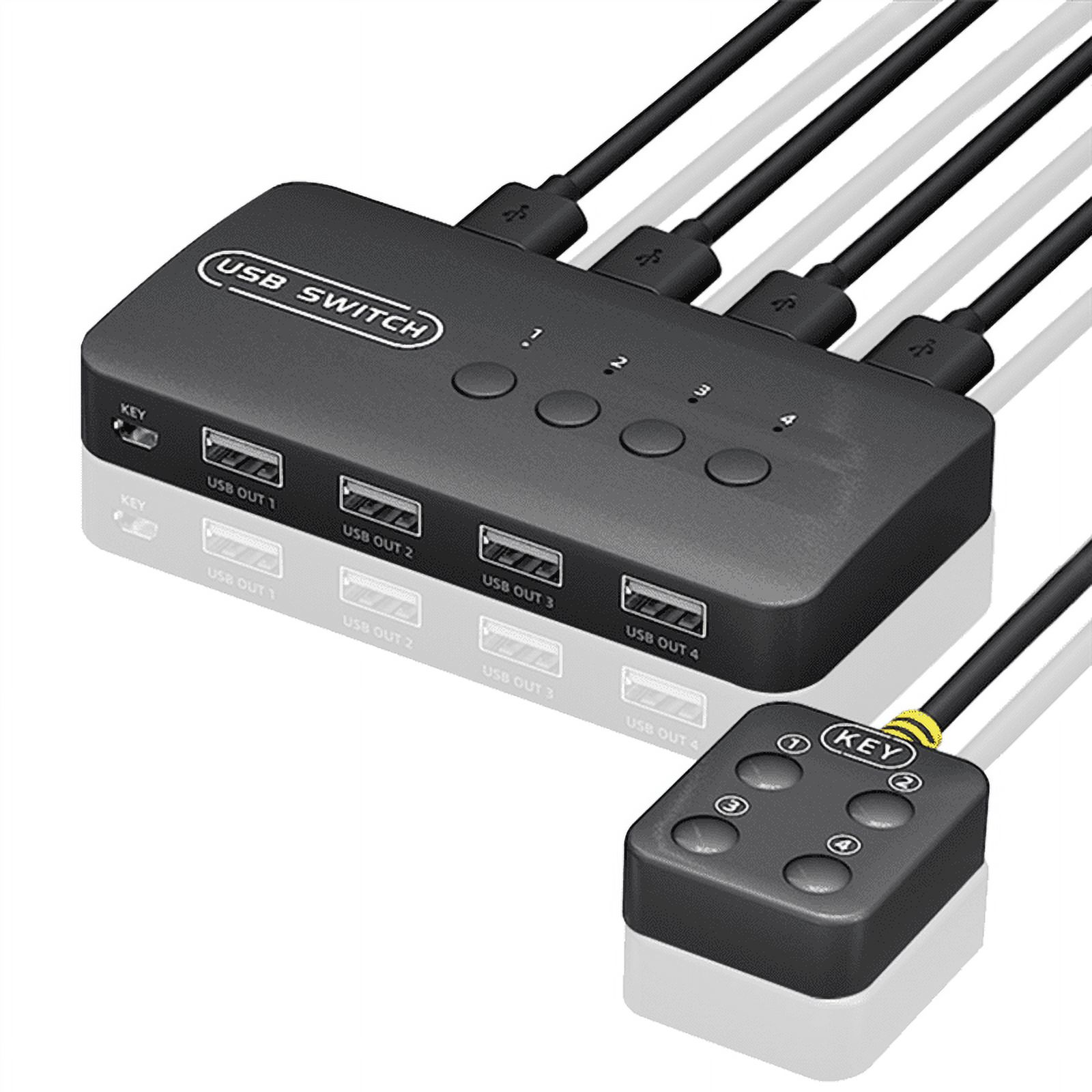 KVM Switch USB Shared Controller Adapter 4 Inputs Outputs for Laptop ...