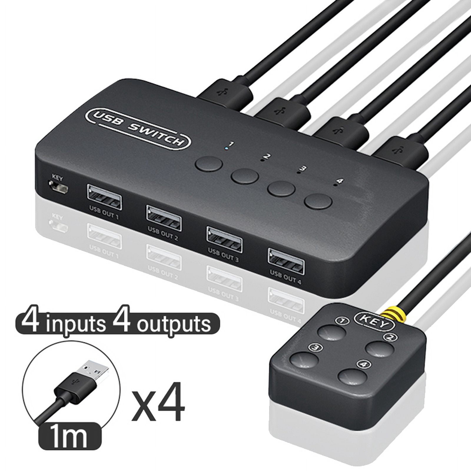 KVM Switch USB Switch Shared Controller Adapter 4 Inputs 4 Outputs for ...