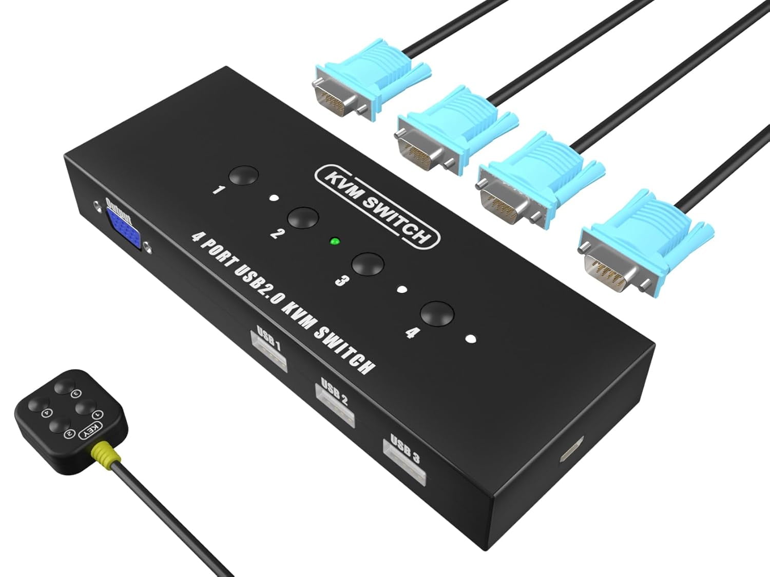 Kvm Switch Vga 4 Port Vga Kvm Switch For 4 Computers Share 1 Monitor And 3 Usb 2 0 Devices