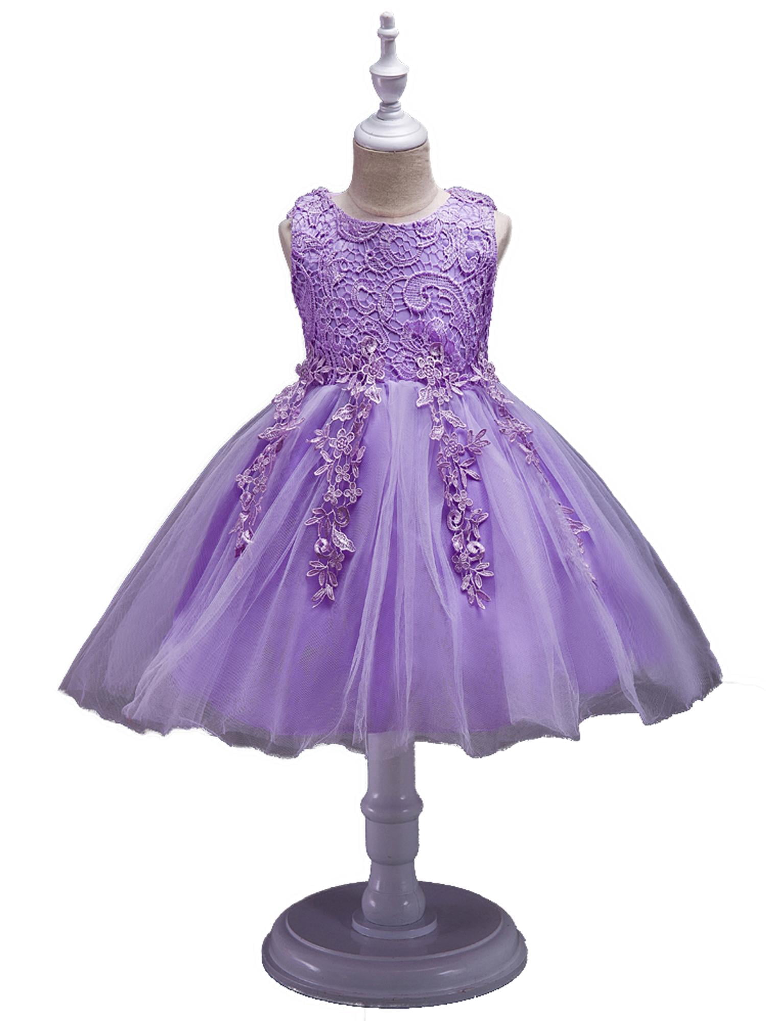 KVMeteor Children Girls Lace Sleeves Night Dress Elegant Solid Ball ...