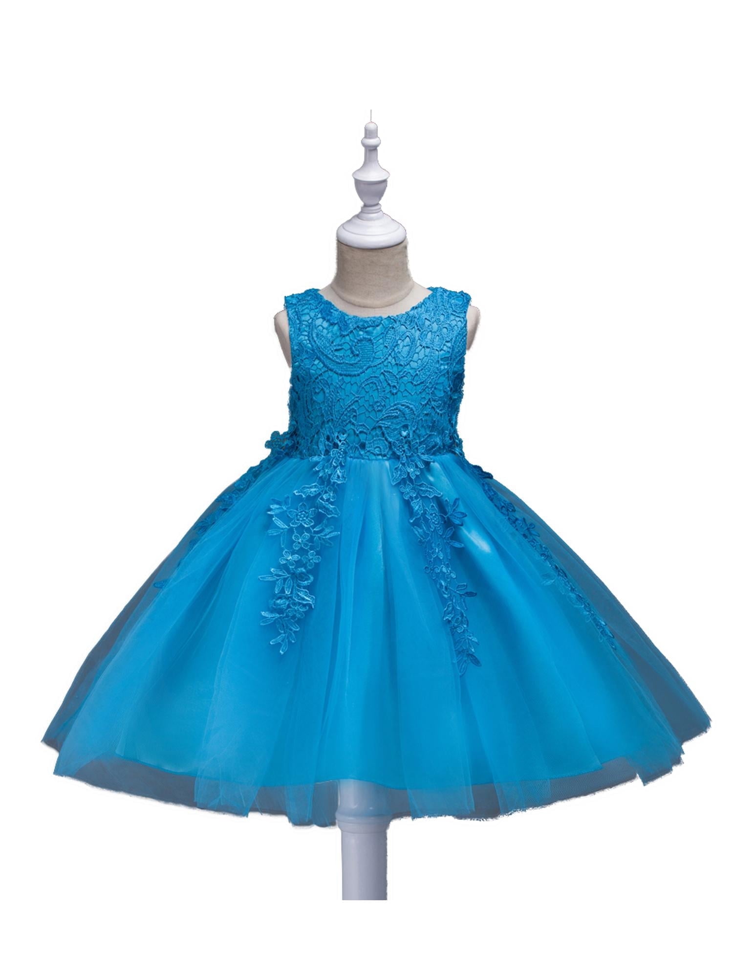 KVMeteor Children Girls Lace Sleeves Night Dress Elegant Solid Ball ...