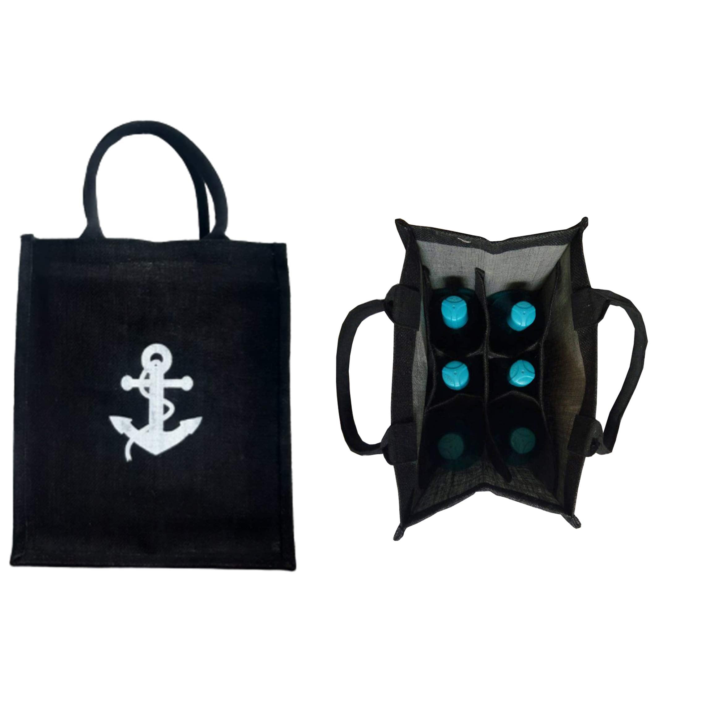 KVR Natural Jute Burlap Wine Beer Whisky Vodka 6 Bottle Gift Carrier ...