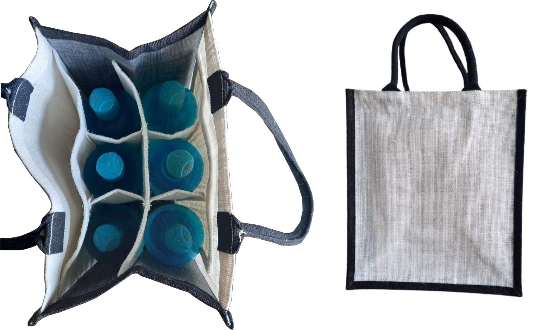 KVR Natural Jute Burlap Wine Beer Whisky Vodka 6 Bottle Gift Carrier ...