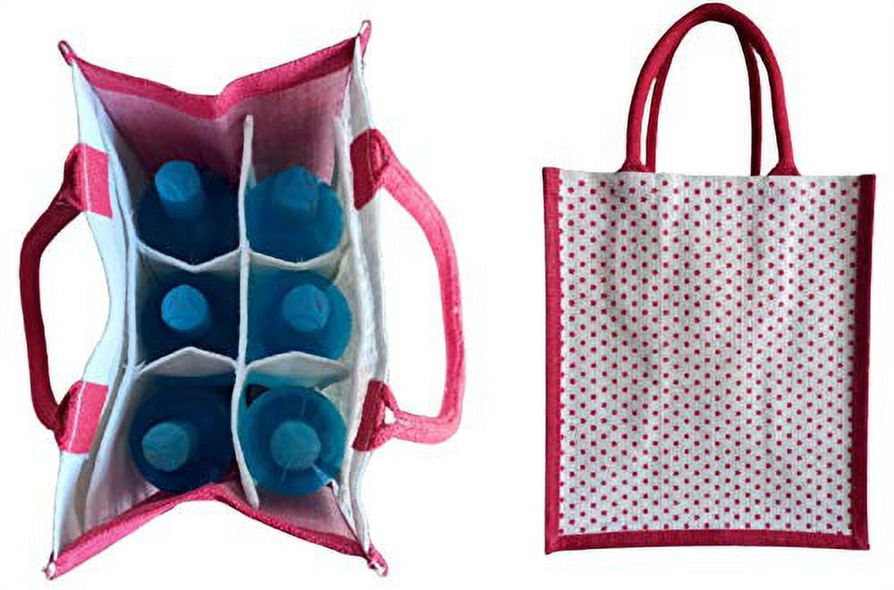 KVR Natural Jute Burlap Wine Beer Whisky Vodka 6 Bottle Gift Carrier ...