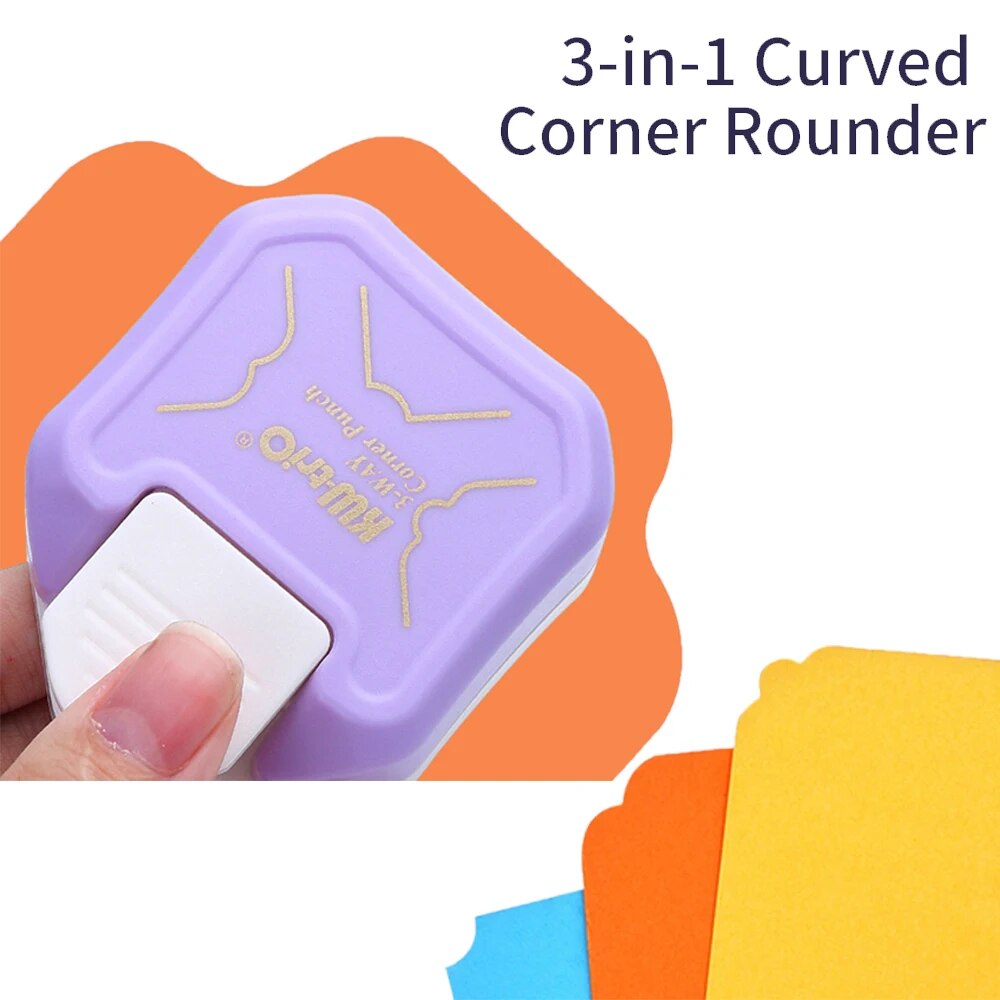 KW-trio 3-in-1 Corner Rounder Punch Photo Cut R4/R7/R10mm Round Corner ...