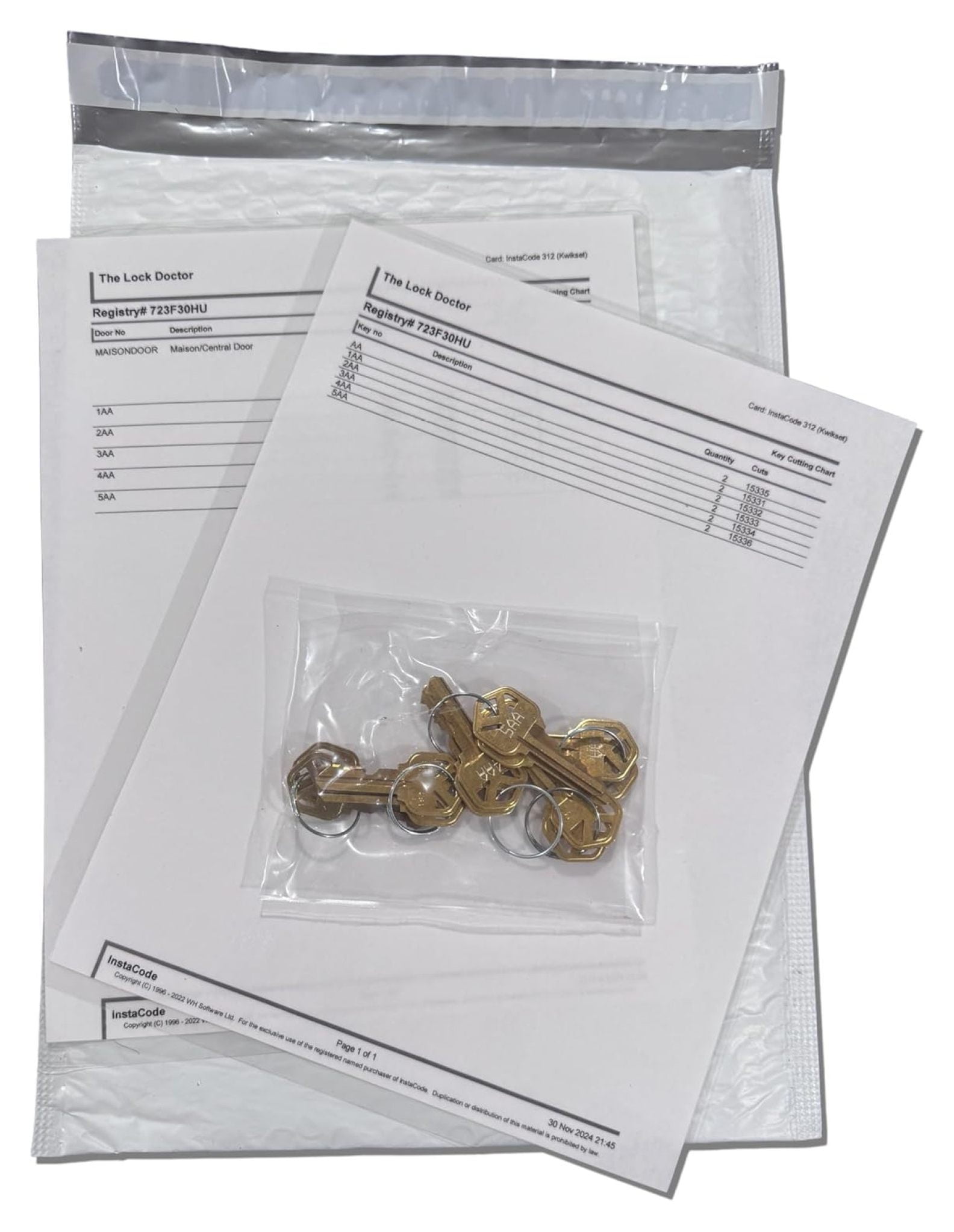 KW1 Pre-Cut Master Key System – 2 Master Keys + 10 Engraved Change Keys ...