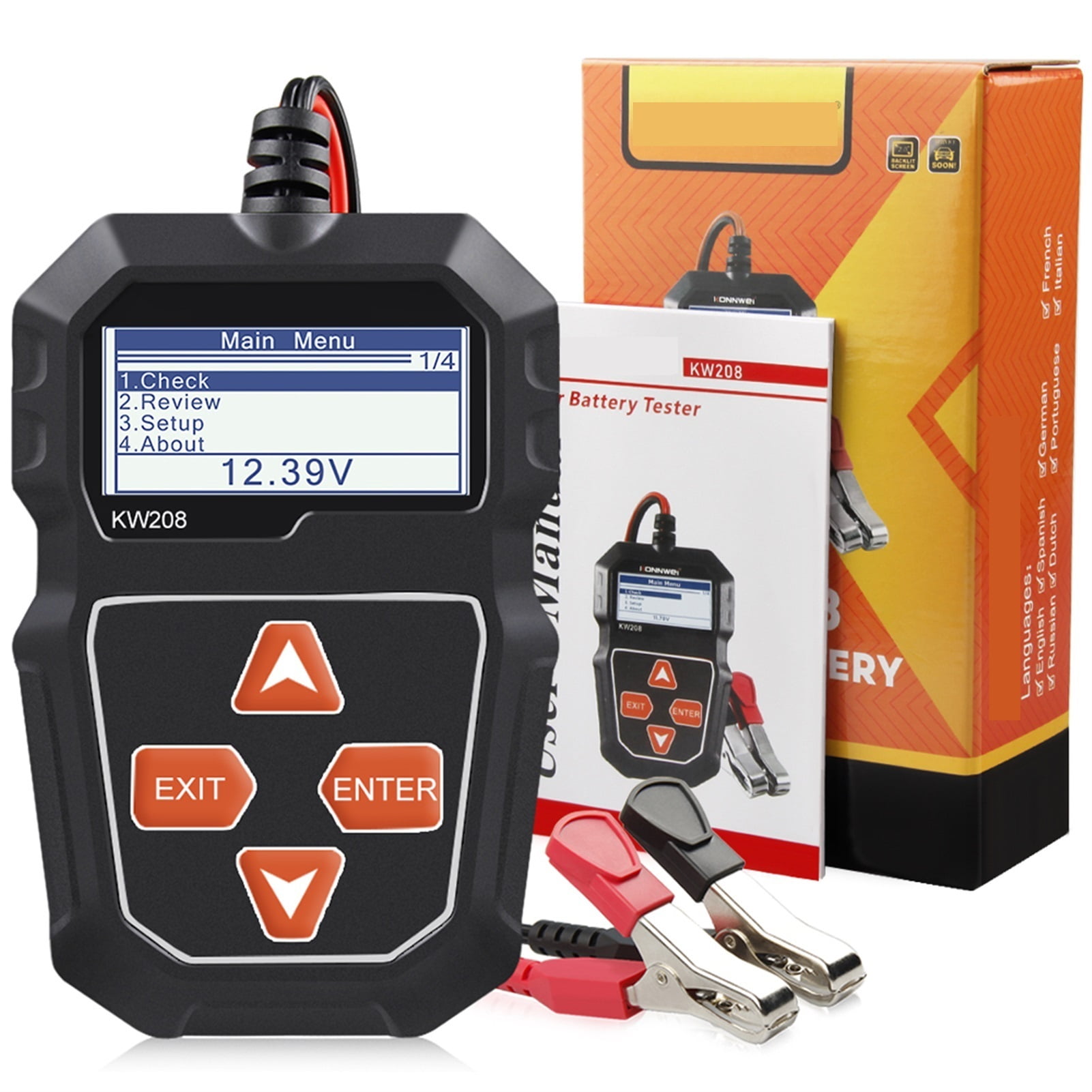 KW208 Car Battery Tester 12V 100 to 2000CCA Cranking Charging Circut ...