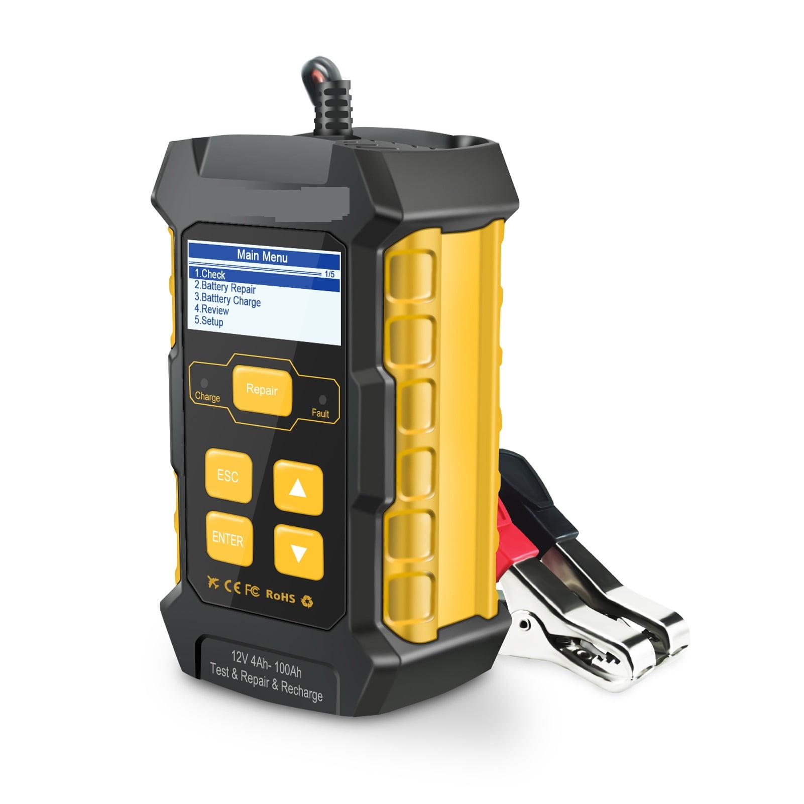 KW510 Full Automatic 12V 5A Car Battery Tester Battery-Chargers Power ...