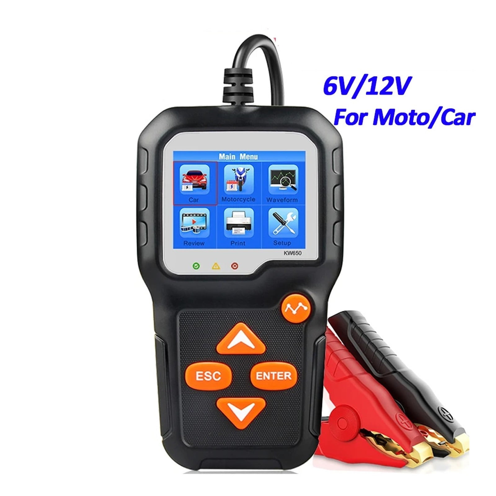 KW650 Car Motorcycle Battery Tester 12V 6V Battery Analyzer 2000CCA ...