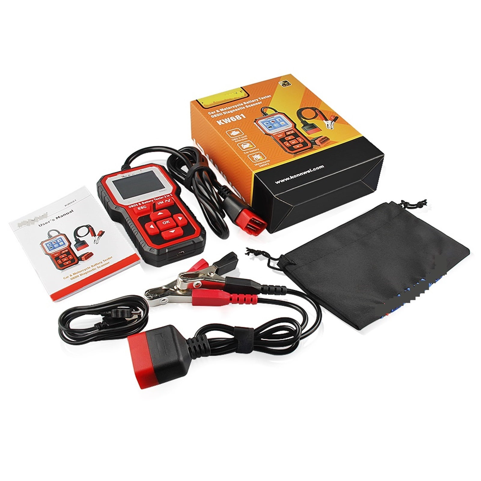 KW681 6V 12V Car Motorcycle Battery Tester Auto Diagnostic Tool 2 In1 ...