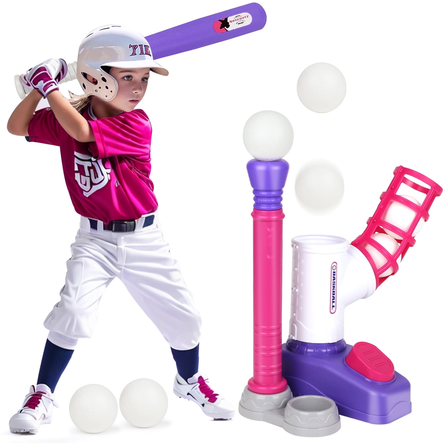 T Ball Set Toys for Kids Girls 3-5, Kids Baseball Toys Includes 6 Balls ...