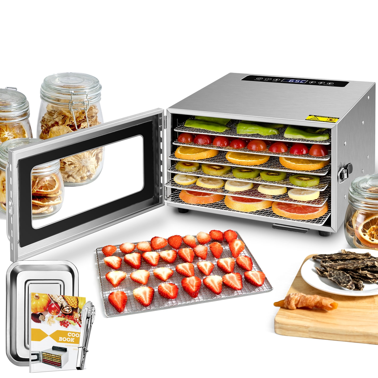 KWASYO 6 Trays Food Dehydrator, All Stainless Steel Dehydrator Raw Food ...