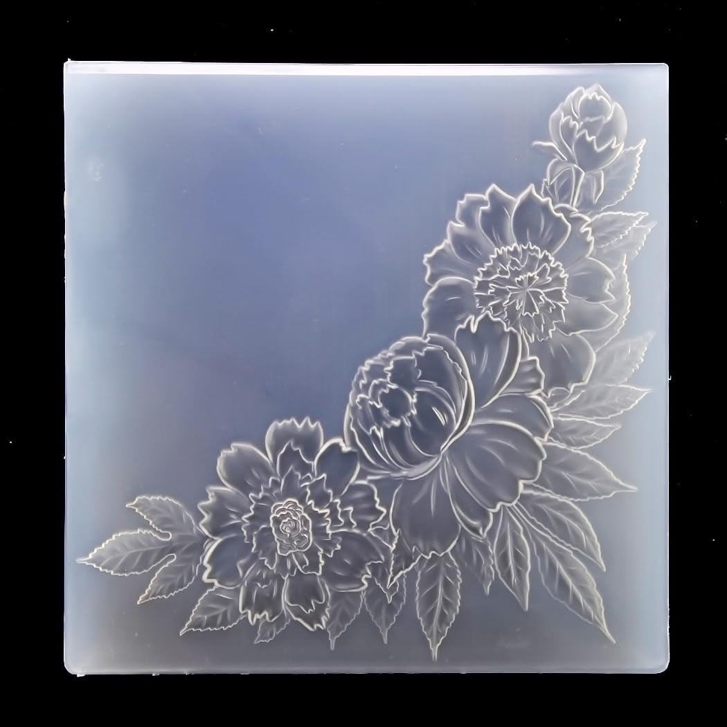 KWELLAM 3D Flowers Leaves TSF6 Corner Background Plastic Embossing ...