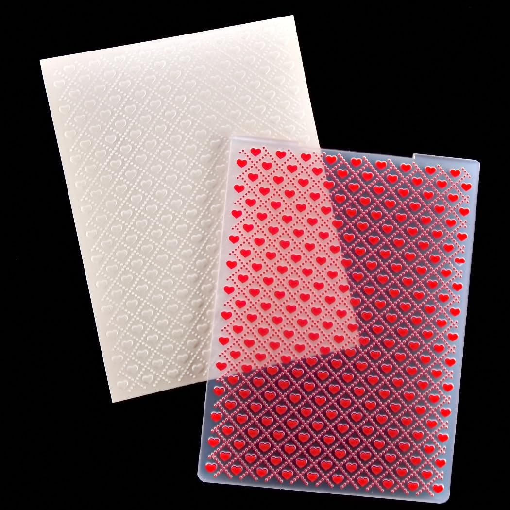 KWELLAM Heart Grid Love SSF20 Background Plastic Embossing Folders for ...
