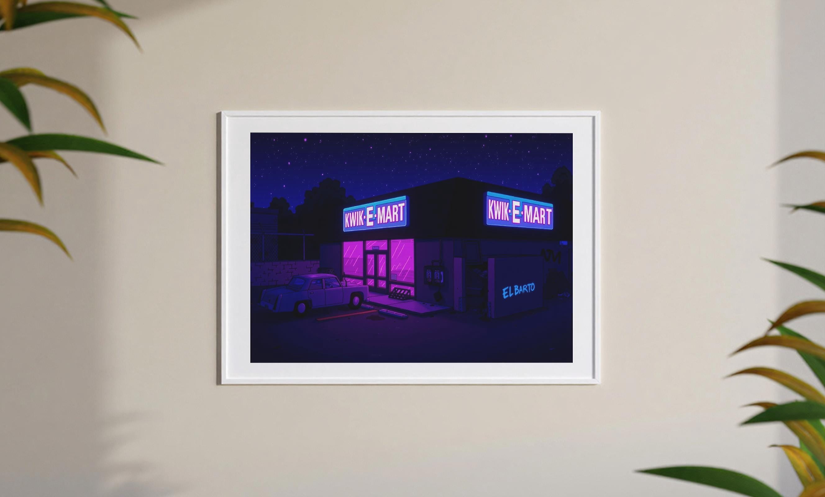 KWIK-E-MART Graphic poster | The Simpsons Springfield At Night Art ...