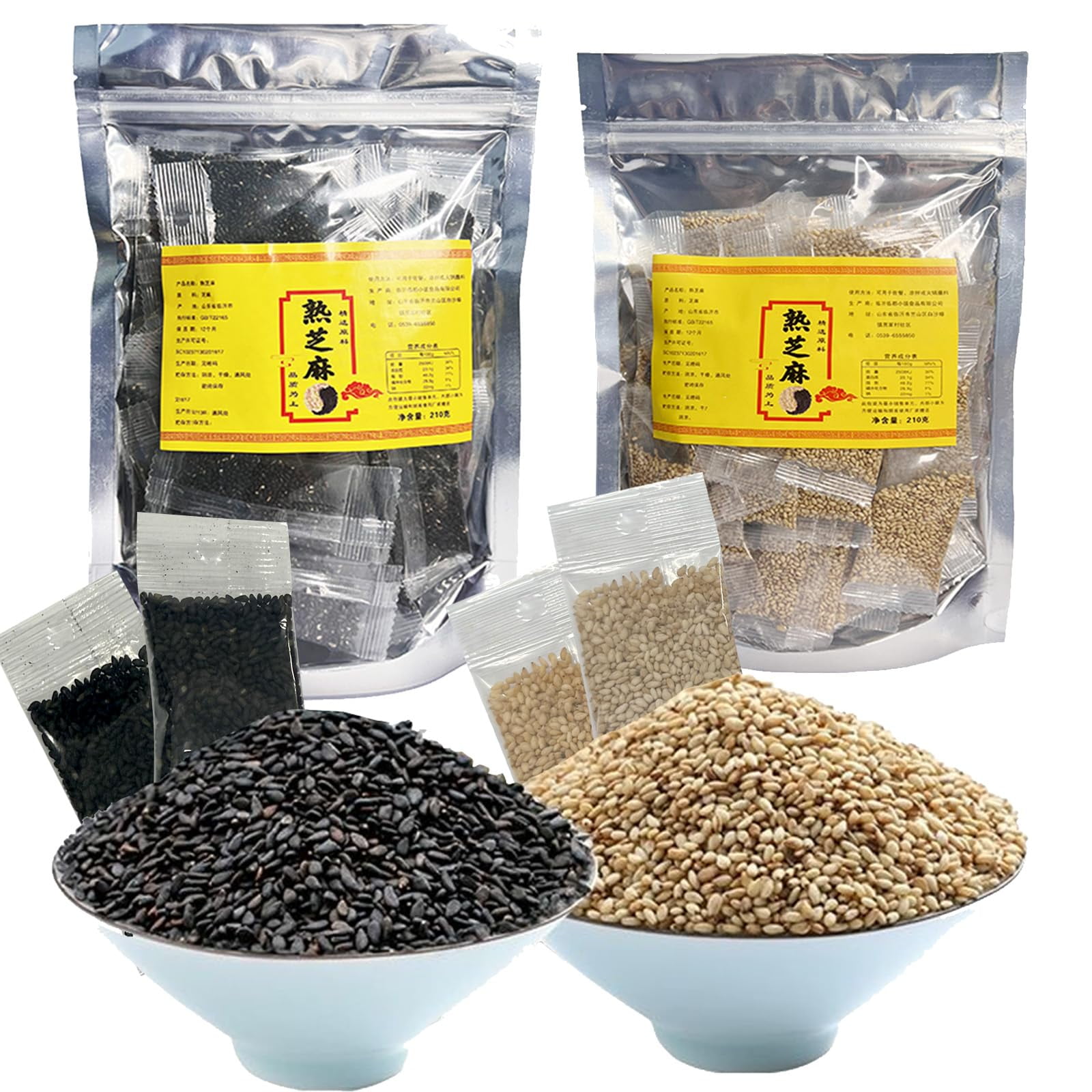 KWOLYKIM Organic Toasted Sesame, TSF6 Individually Wrapped Black Sesame and White Sesame 420g ...