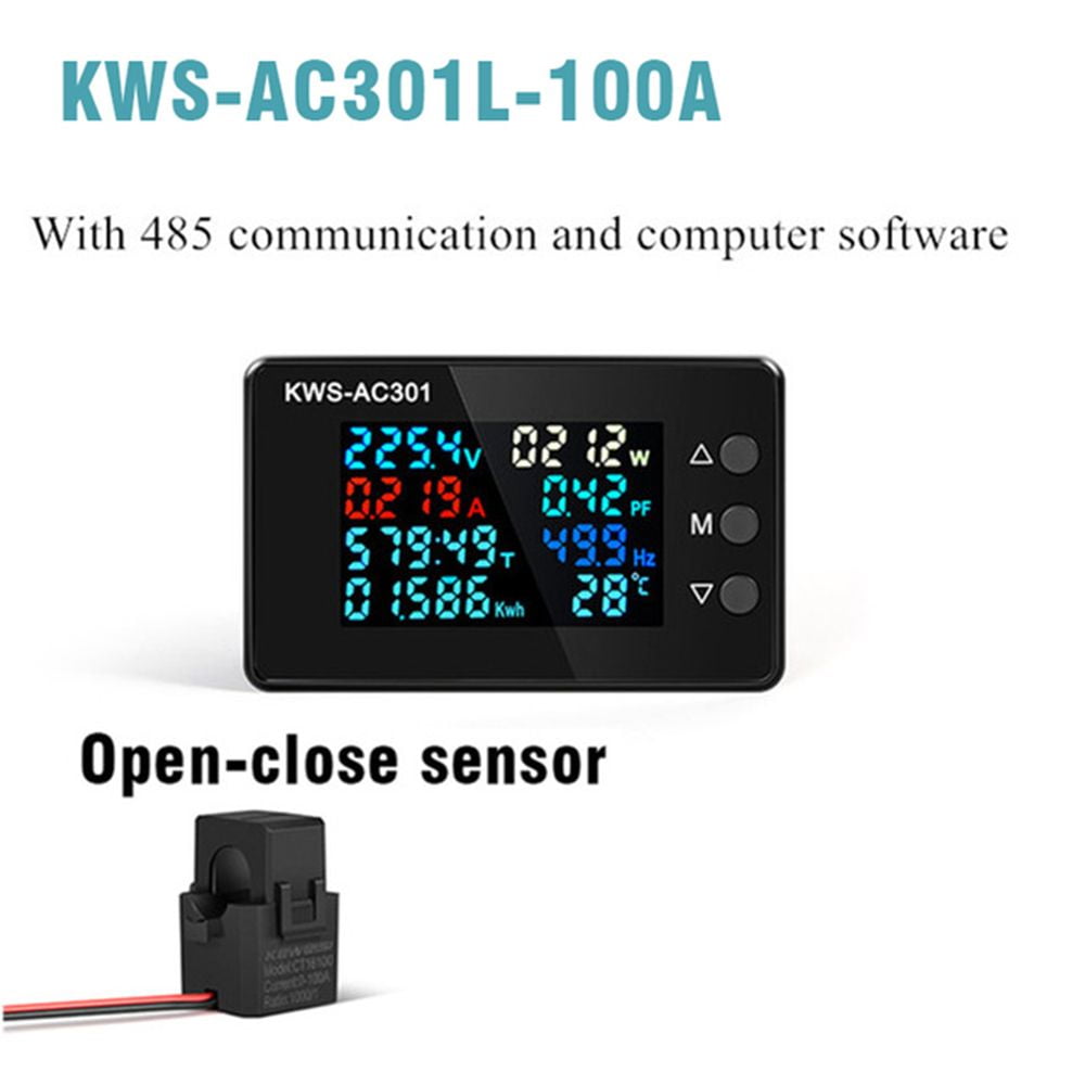 KWS-AC301 0-100A Dedicated Chip Power Detector 8 in 1 Digital Voltmeter ...