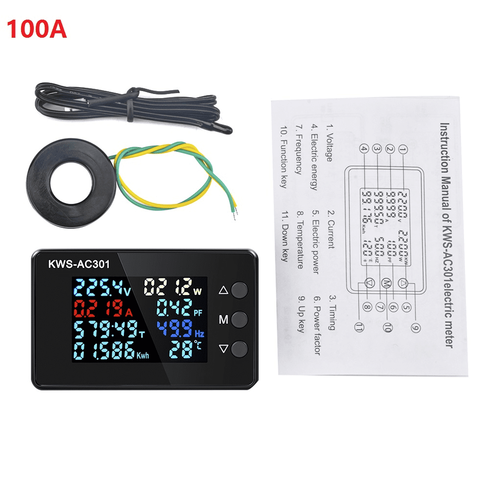KWS-AC301 Power Meter LED Voltmeter 50-300V 50-60HZ Energy Analyzer AC ...