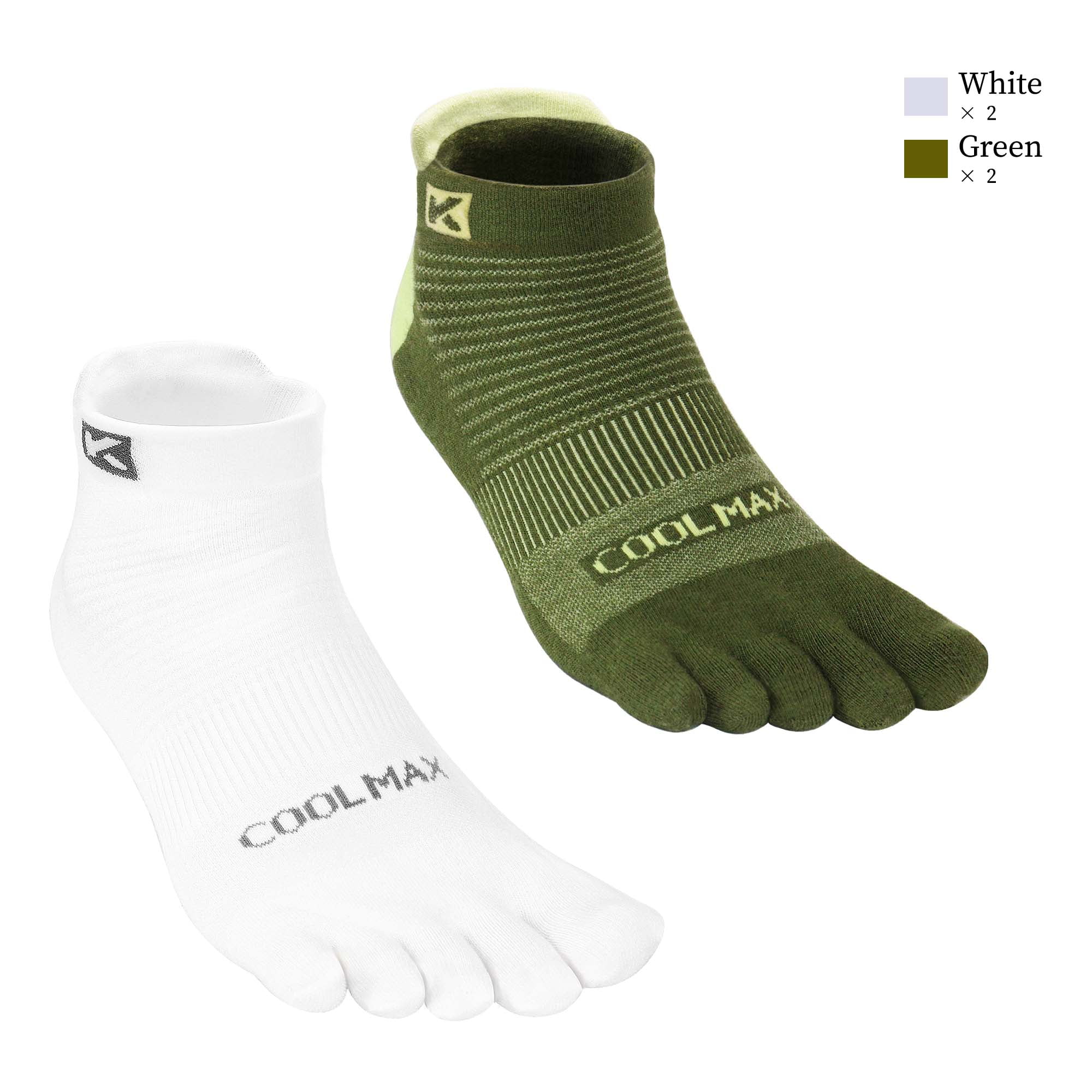 KWUKOTY 4 Pairs COOLMAX CORE Lightweight Sport Toe Running Ankle Socks ...