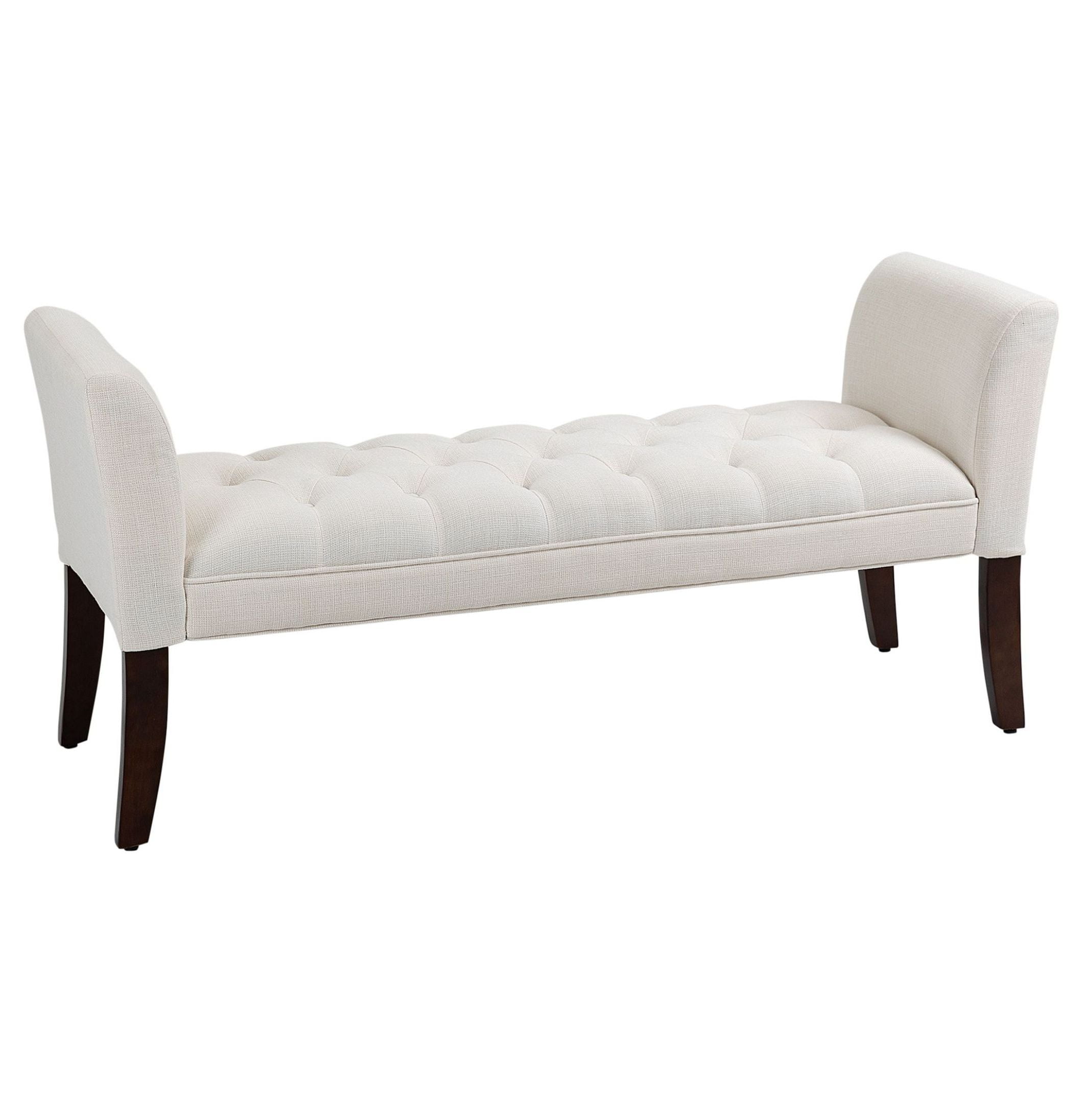 KWUXIN Cream White Bedroom Bench, Button Tufted Upholstered with Arms ...