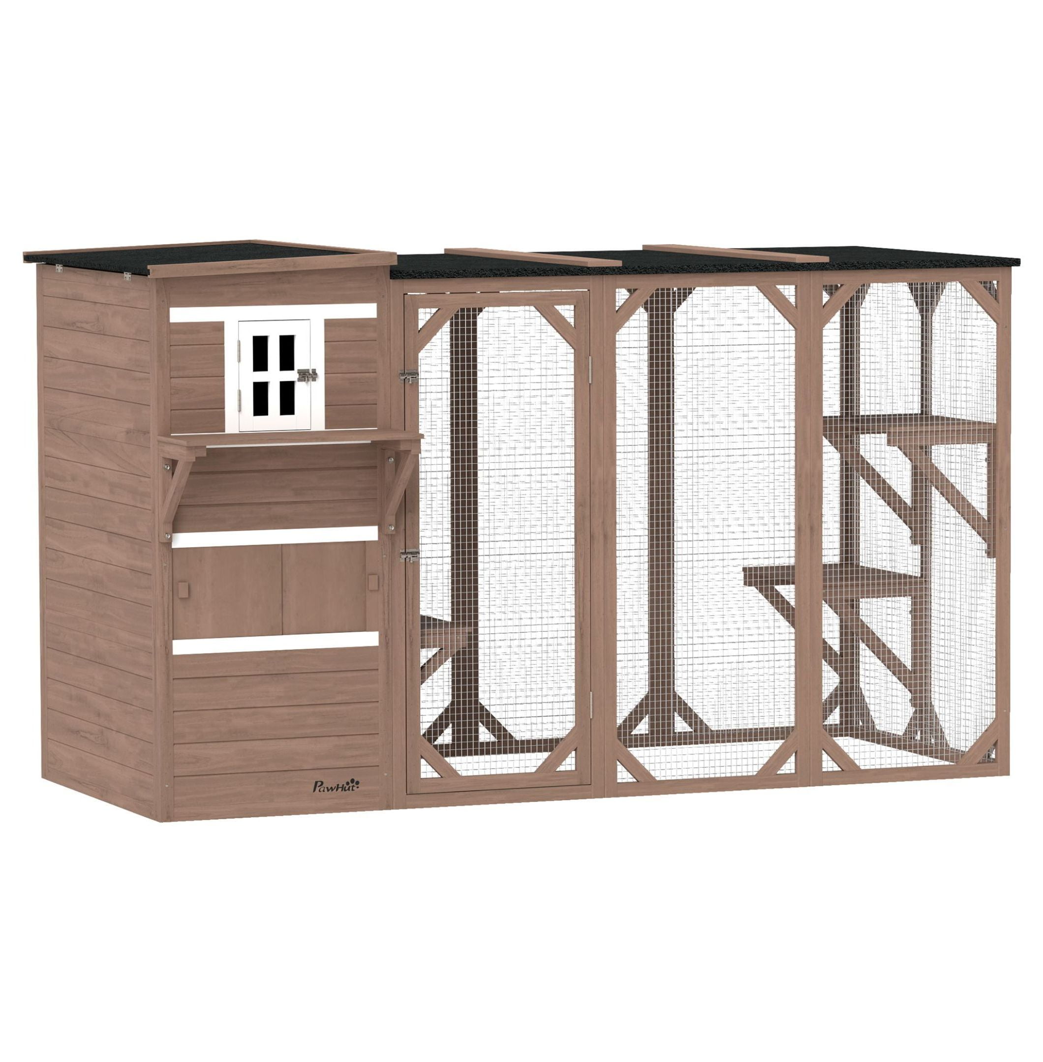 KWUXIN Large Outdoor Cat House for 3 Kitties, Multi-Level Design with 2 ...